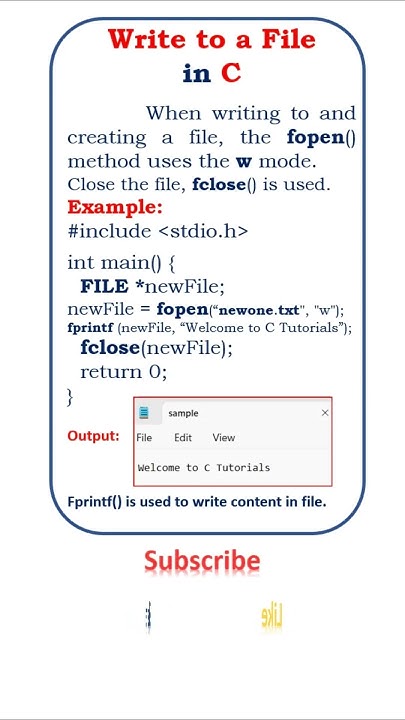 write to a file in c@ensolutions5210 #file #filehandling #files #coding - YouTube