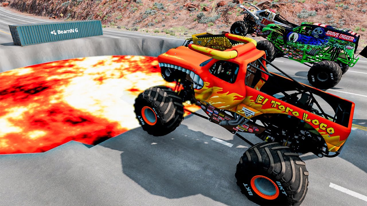 Monster Trucks Falling Over