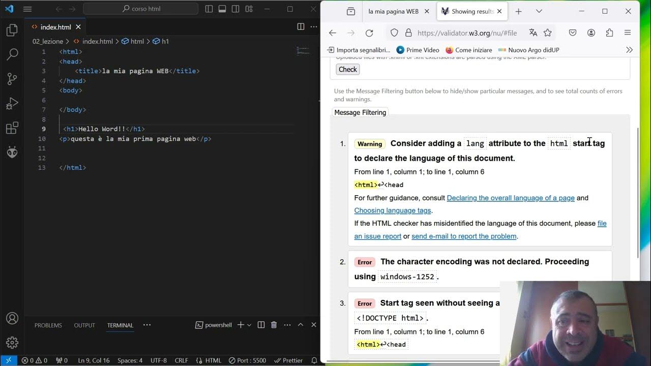 Html5: lezione2 - Visual Studio Code e prima pagina con W3C #html5 #vscode #htmltutorial #html ...
