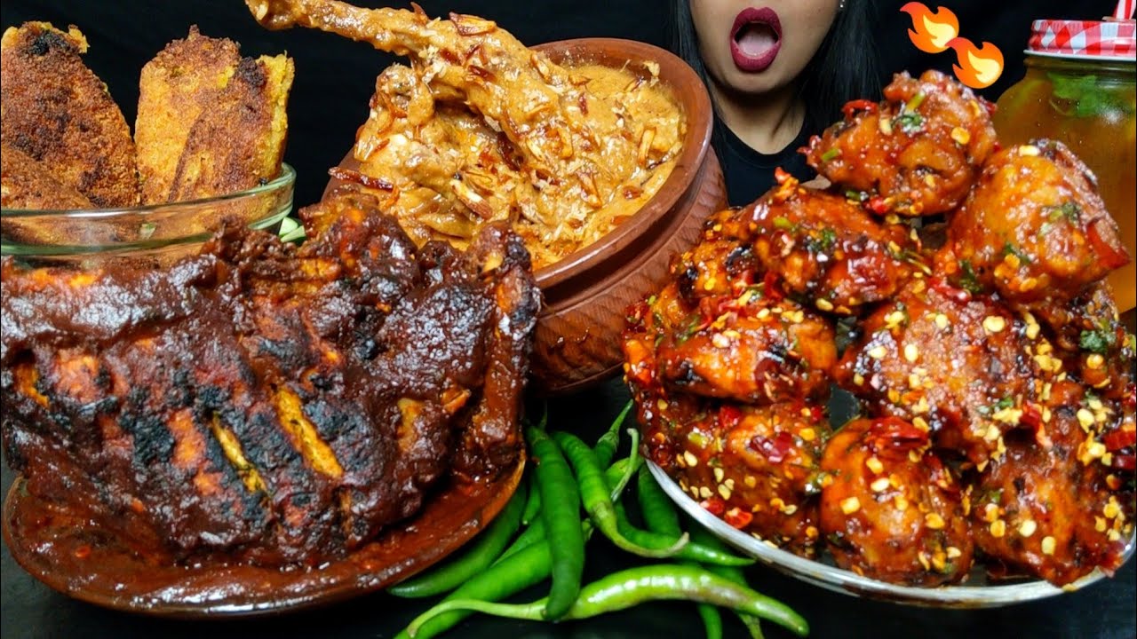 ASMR:EATING BIYE BARIR GHEE PULAO, CHICKEN ROAST,CHICKEN CHAAP,SCHEZWAN ...