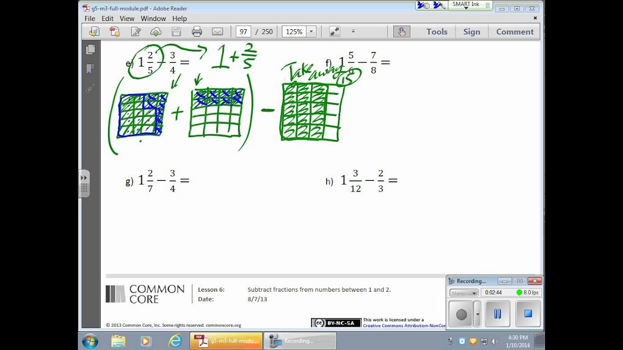 January 10 Module 3 Lesson 6 Subtracting Fractions from Values Greater ...