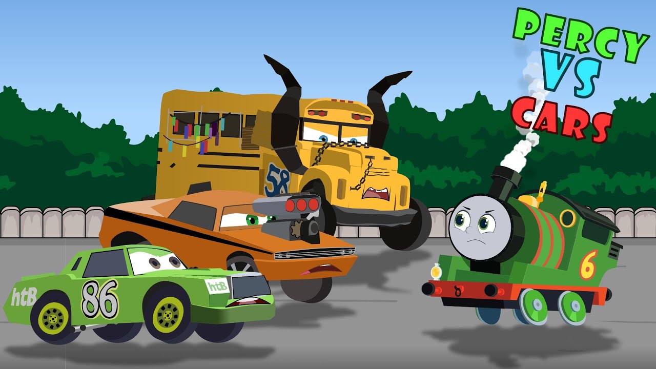 PERCY vs CARS | Epic Battle Trains and Robots - YouTube