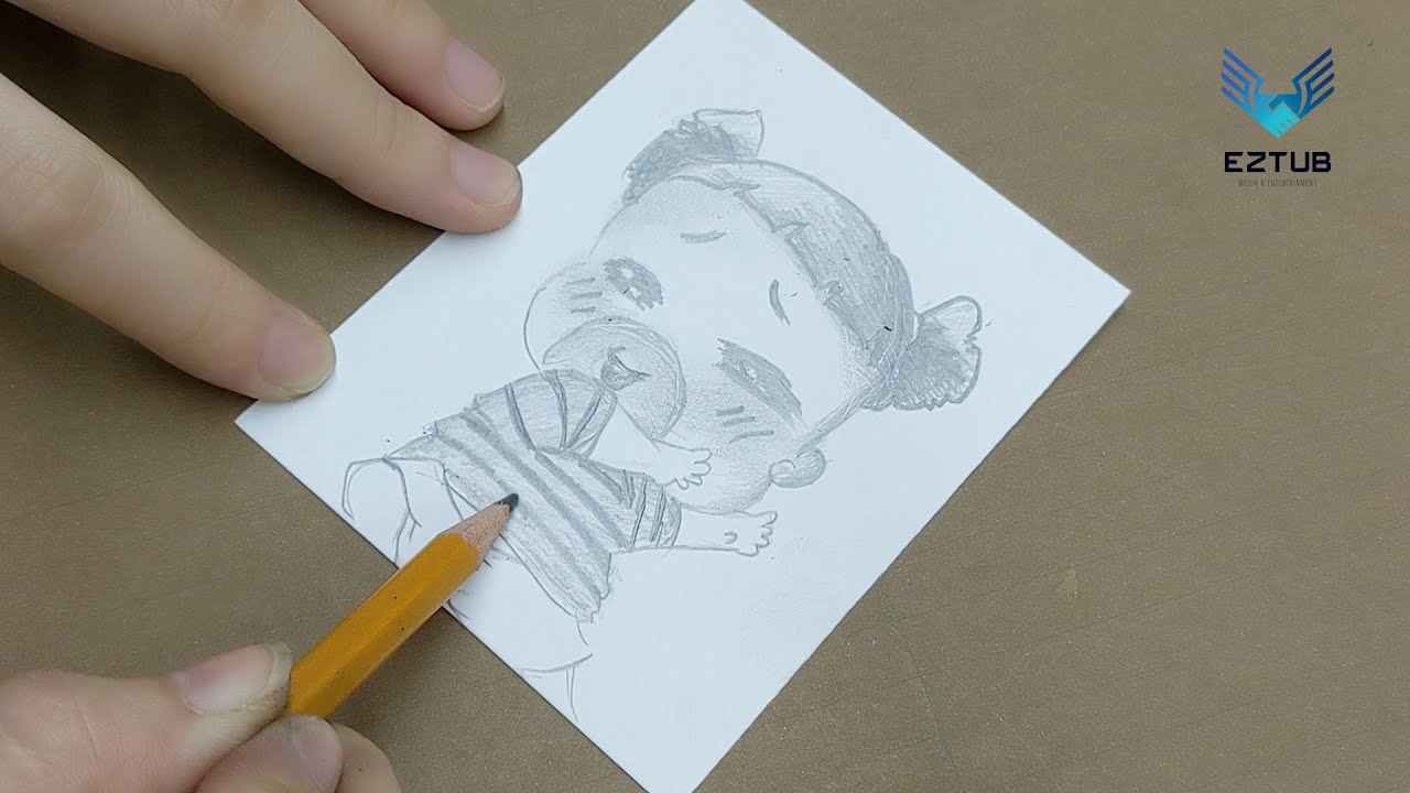 How to sketch a girl with a happy look | Draw funny Qaka characters ...