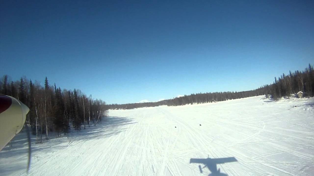 Landing on skis at Christiansen Lake near Talkeetna, Alaska - YouTube