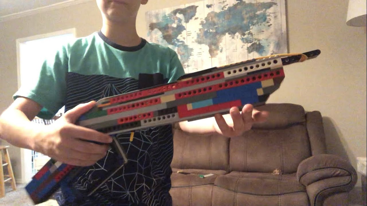 Lego Lever Action Rubber Band Gun + Mechanism - YouTube