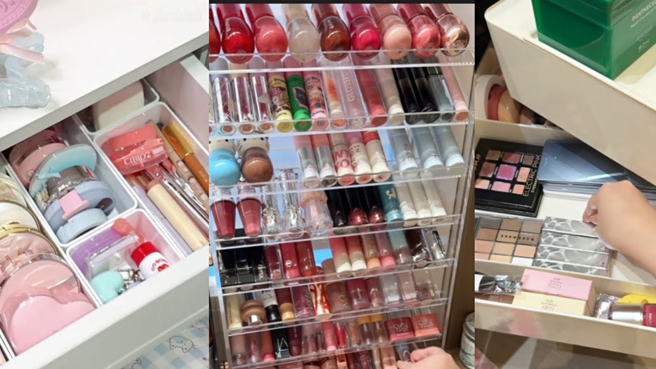 ASMR MAKEUP & ORGANIZING VANITY ️ SATISFYING VIDEO 🏹 - YouTube