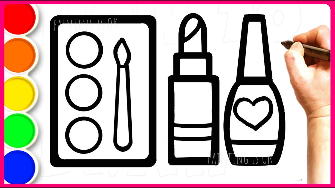 💄💋 HOW TO DRAW MAKE UP | Drawing Makeup Set | Nail Polish Bottle ...