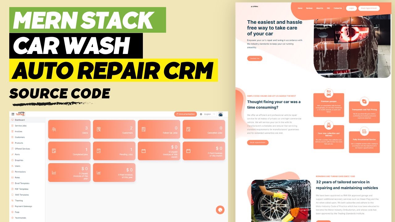 MERN STACK - Car Wash Auto Repair Website & Best CRM for automotive ...