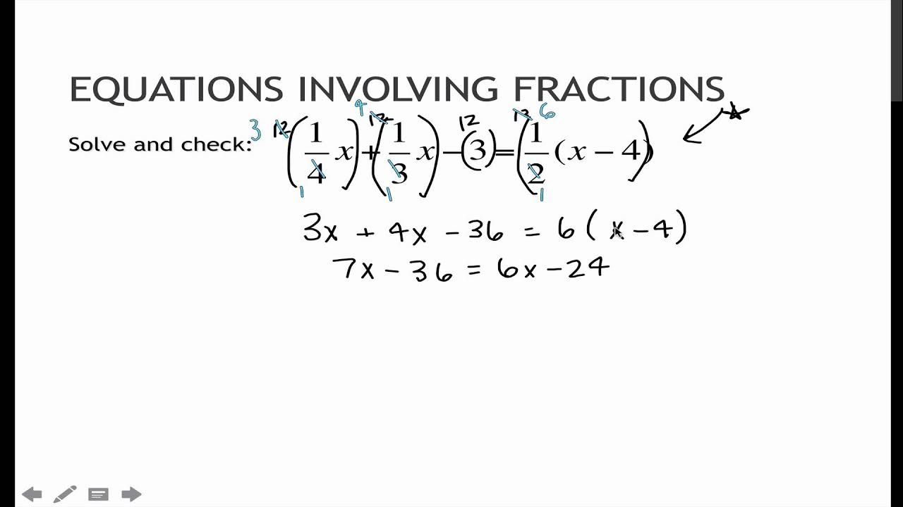14 Solving Multi-Step Equations by Clearing Fractions (1.1) - YouTube