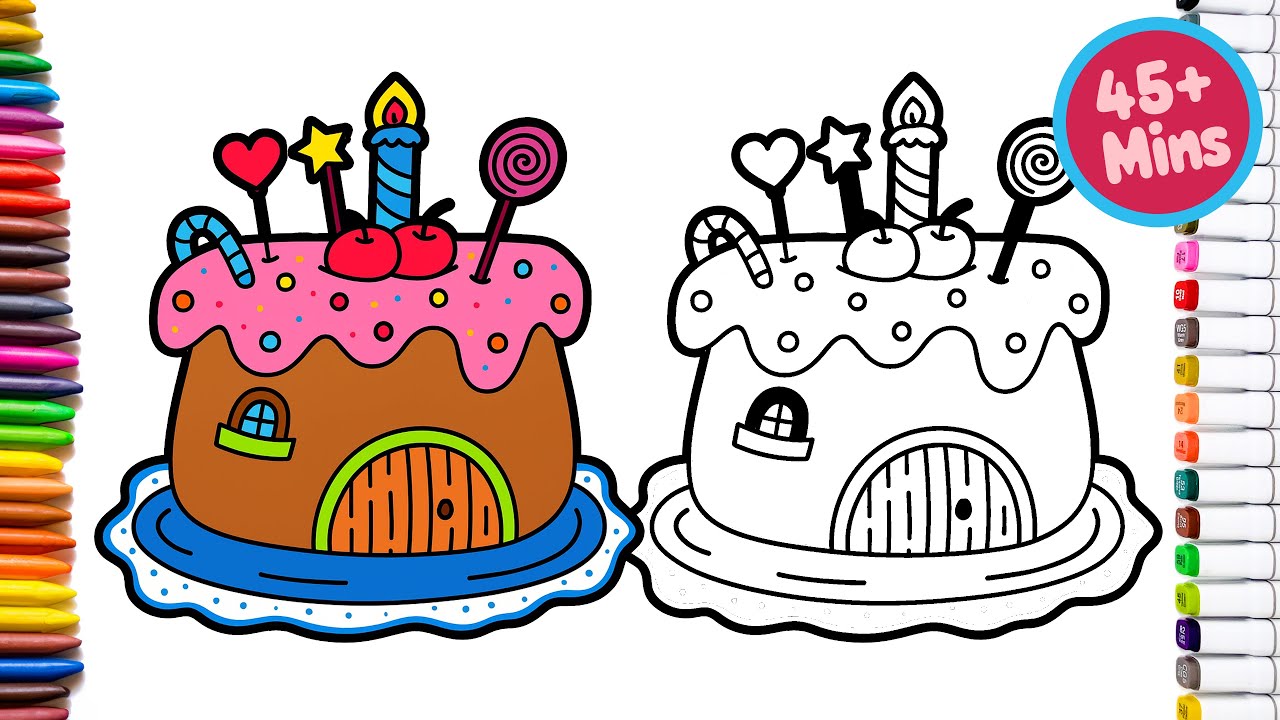 How to Draw CANDY HOUSE CAKE 🎂🍭🏠 ️| Step by Step | Easy drawing for ...