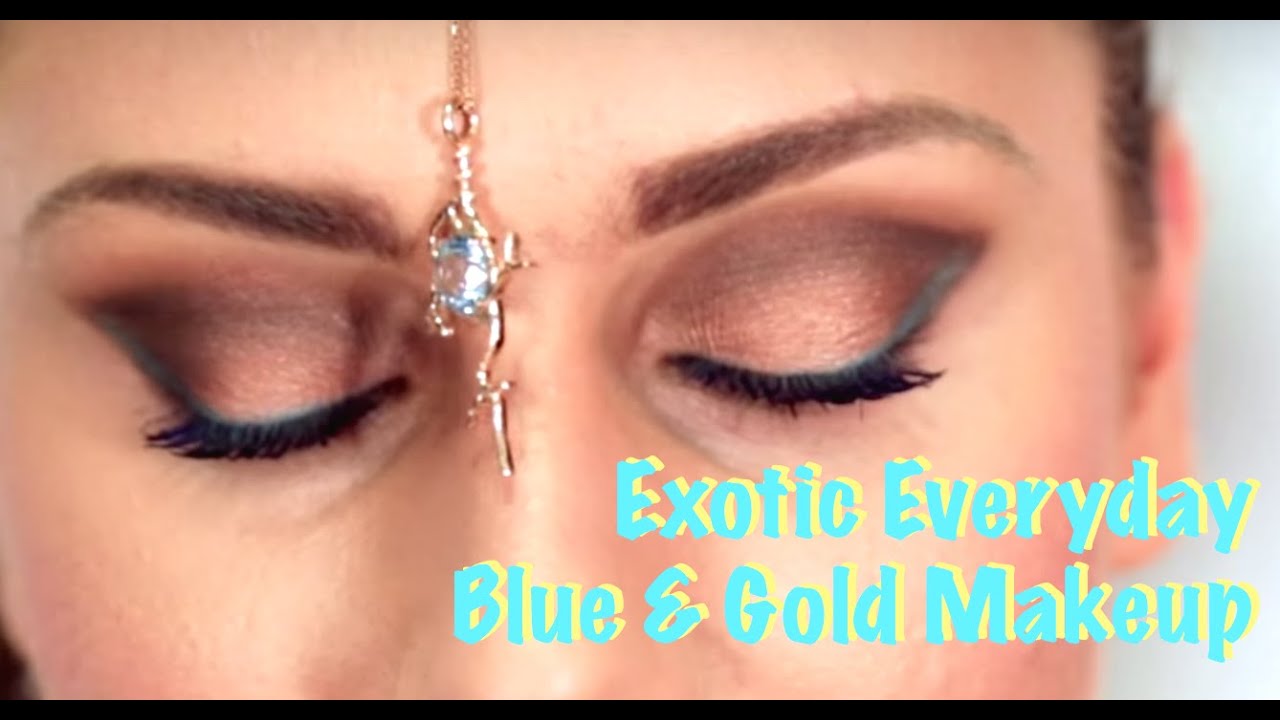 Baby Blue & Glimmering Gold Everyday Exotic Eye Makeup Tutorial ...