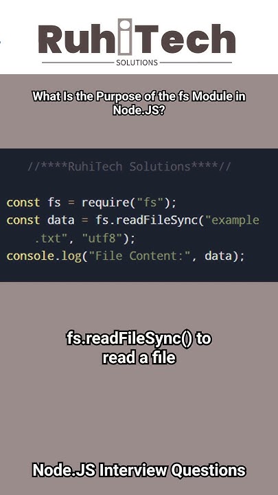 Node JS Purpose of the fs Module in Node.js #nodejsinterviewquestions # ...