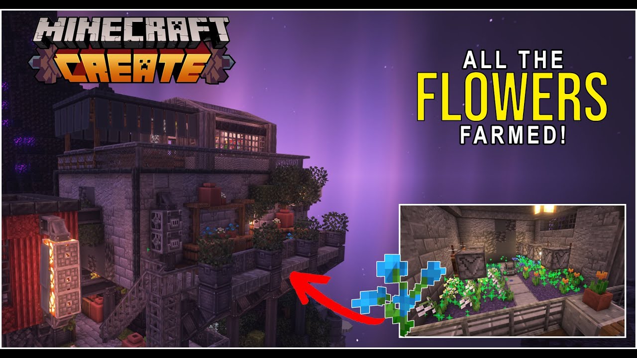 WE Built a Flower Farm using Minecraft Create Mod! - YouTube