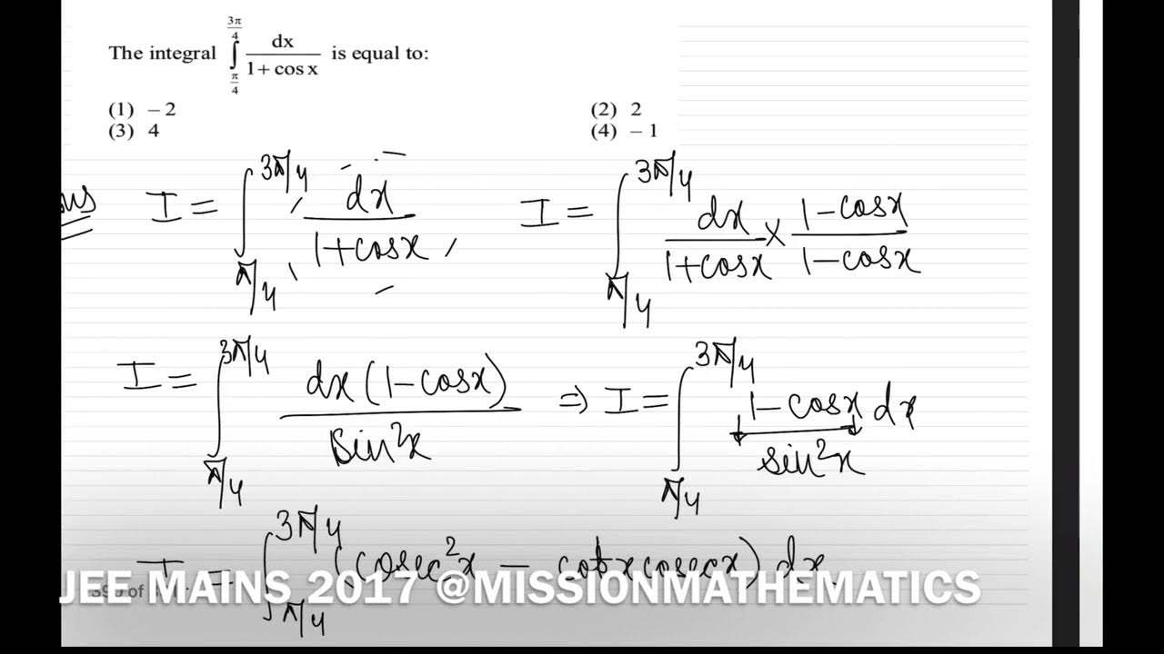 integral-of-dx-1-cosx-from-3pie-4-to-pie-4-is-previous-year-jee-main