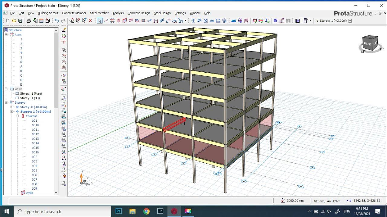 Protastructure tutorial: how to design a cantilever slab and beam - YouTube
