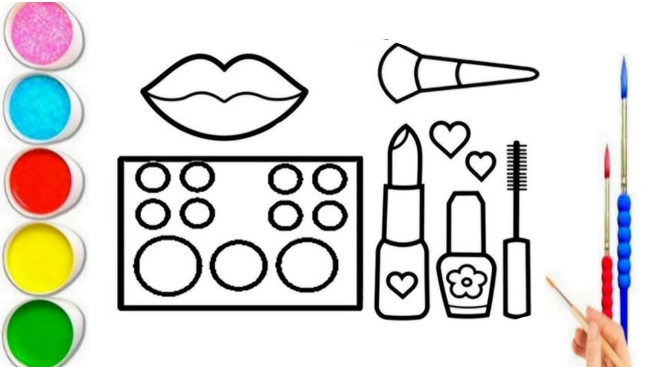 Makeup kit Drawing, Coloring, Painting easy for kids || How to draw ...