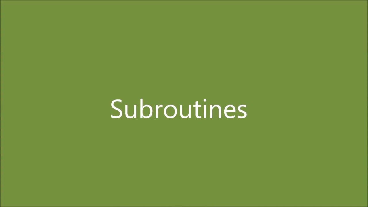 19 Subroutines Youtube