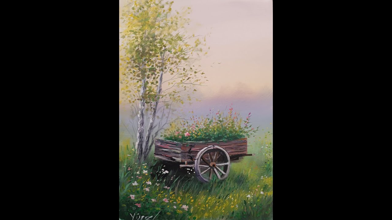 How to Draw Acrylic Landscape Art - YouTube