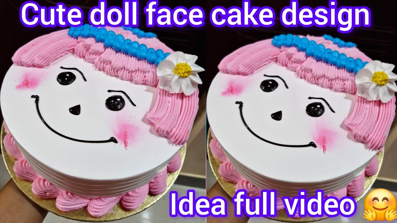 cute doll face cake design 🤗#cake #dollcake #pinkiscake #cakevideo # ...