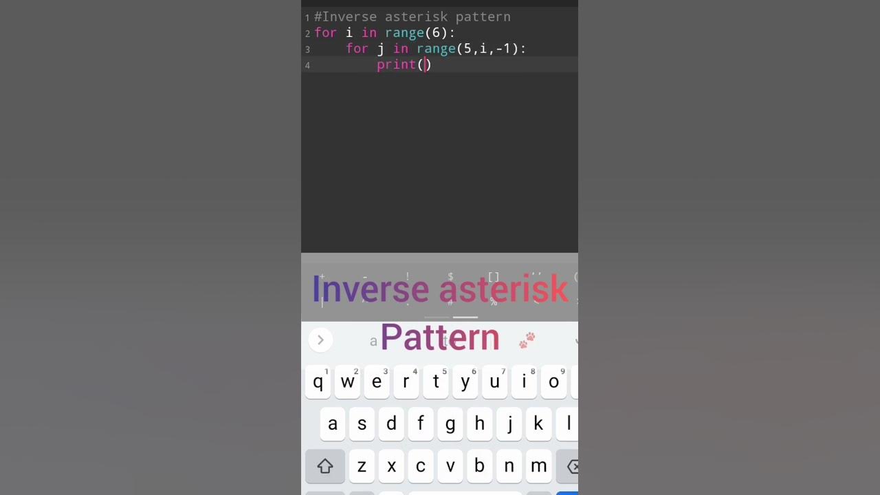 Inverse Asterisk Pattern In Python Python Pythoncoding Pythontips Programming Youtube