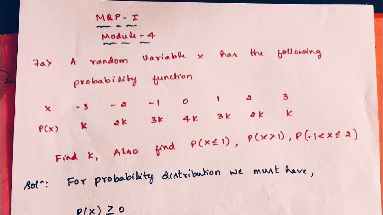[21MAT41] Model Question Paper 1 (Q.7a) | Module 4 Probability Distribution - YouTube