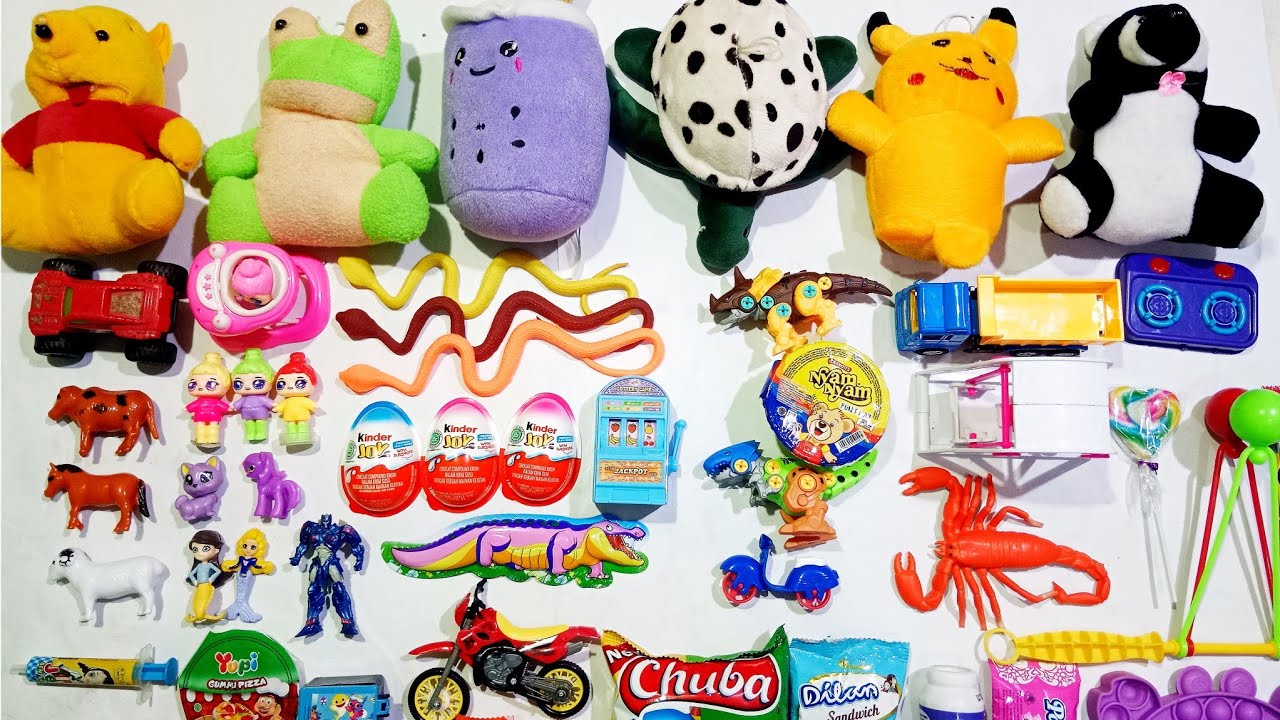 hunting mainan chiki es krim upin ipin ironman pikachu mobil tayo ...