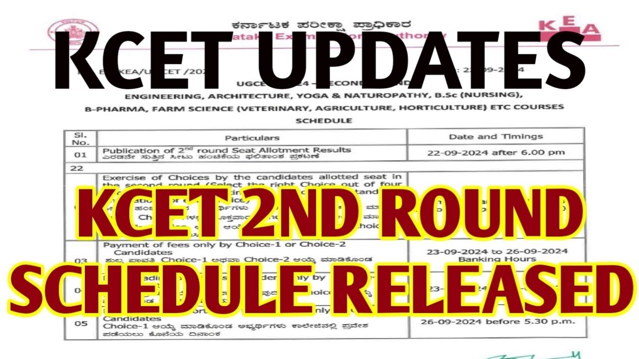 KCET 2ND ROUND SCHEDULE RELEASED 2024 I BSC NURSING COUNSELING UPDATES ...