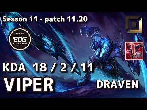 【EUWサーバー/C1】EDG Viper ドレイヴン(Draven) VS ルシアン(Lucian) BOT - Patch11.20 EUW Ranked【LoL】 - YouTube