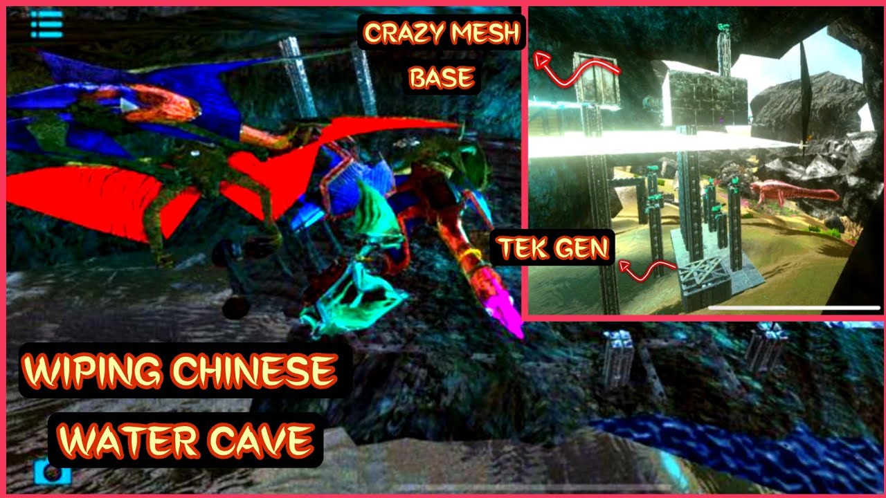 [ Ark Mobile ] Wiping Full Tek And Mesh (glitched) Chinese Water Cave ...