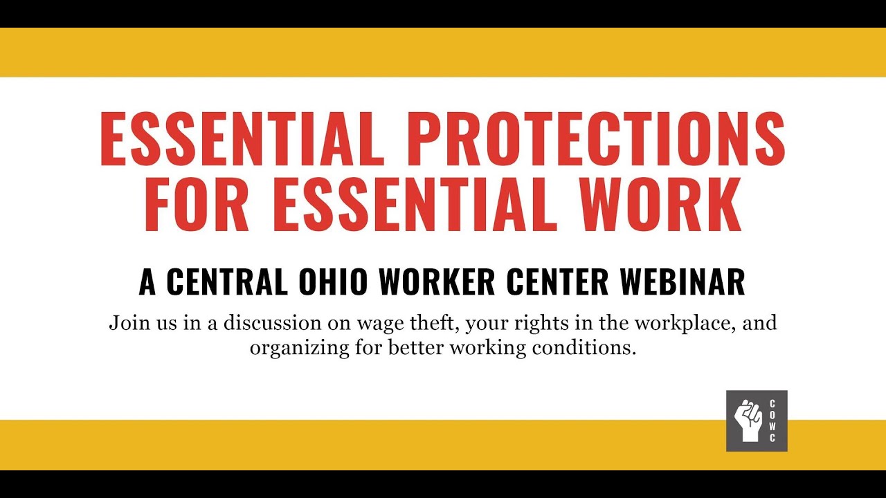 Essential Protections for Essential Work Webinar - YouTube