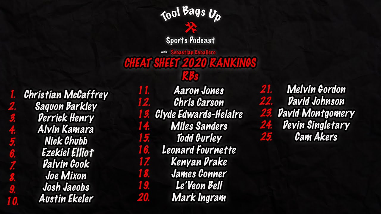 CHEAT SHEET: 2020 Fantasy Running Back Rankings - YouTube