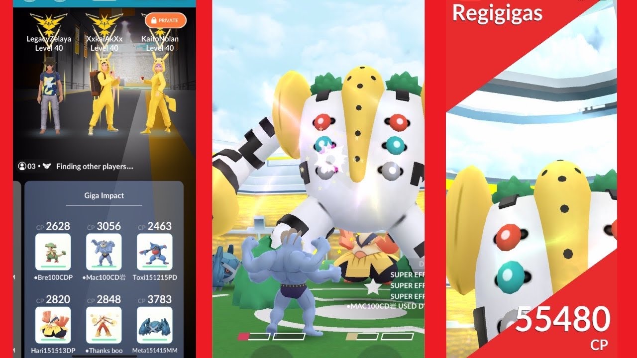 6 unique Giga Impact Regigigas trio in cloudy (EX raid) - YouTube