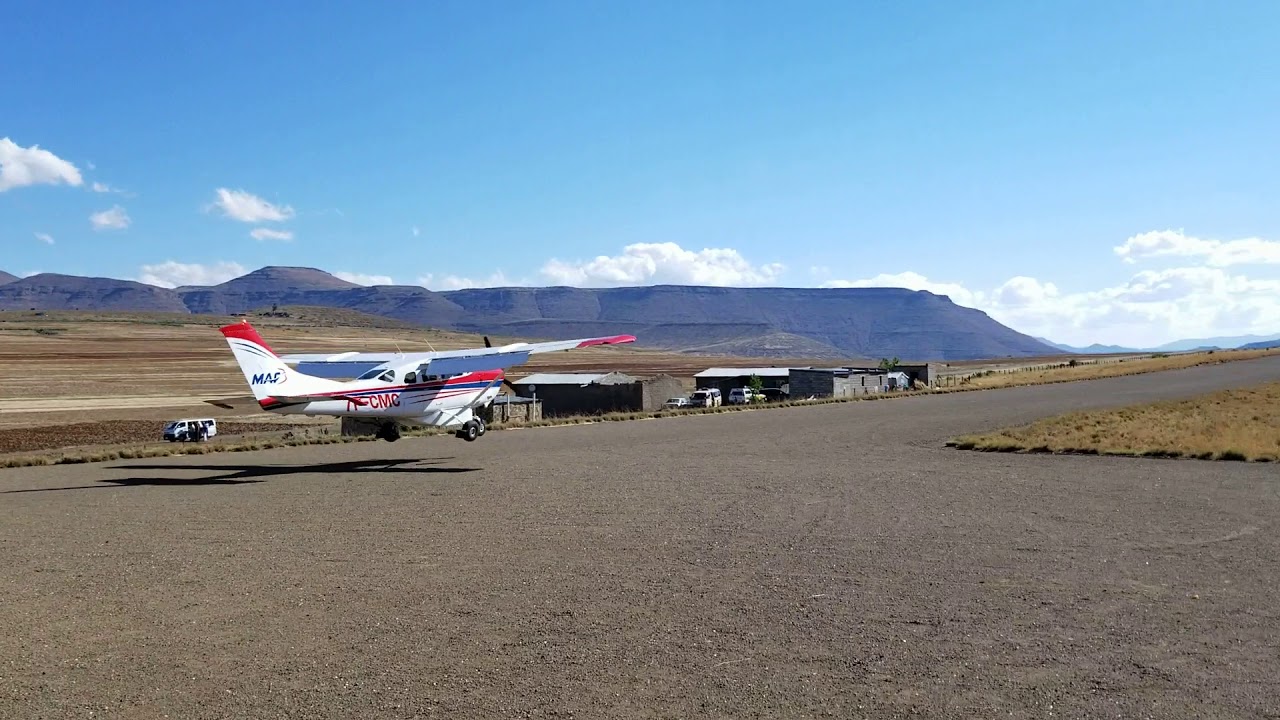 MAF Airplane Landing Nkau Lesotho - YouTube