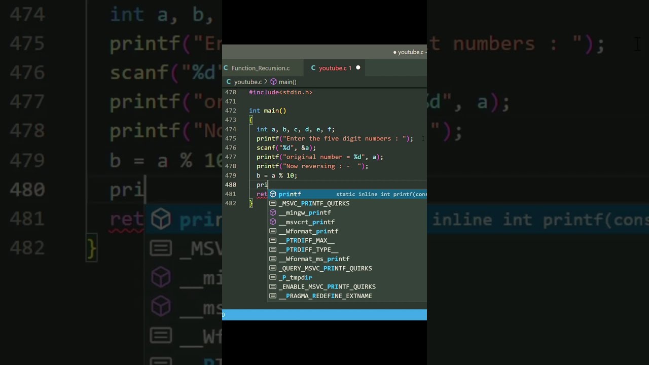 Reverse A 5 Digit Number Without Using Loop In C shorts youtubeshorts Reverse A 5 Digit Number Without Using Loop In C shorts youtubeshorts