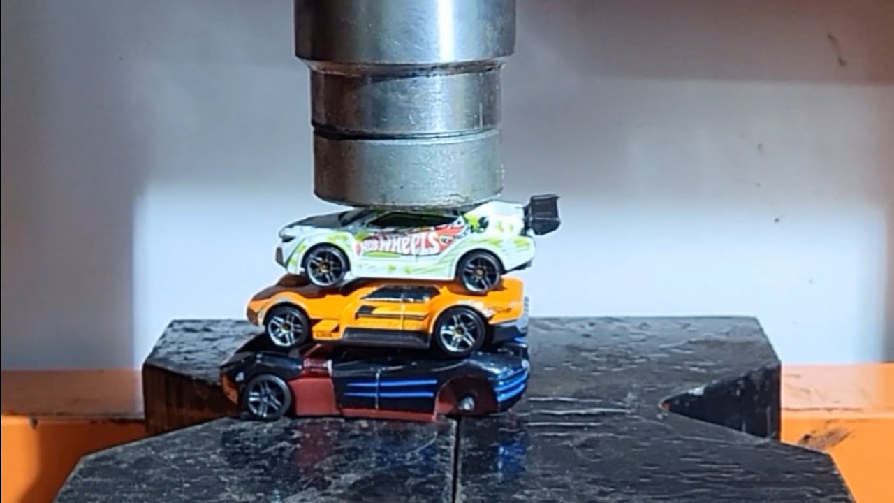 Crushing 6 cars on model car crusher - new hydraulic press. - YouTube
