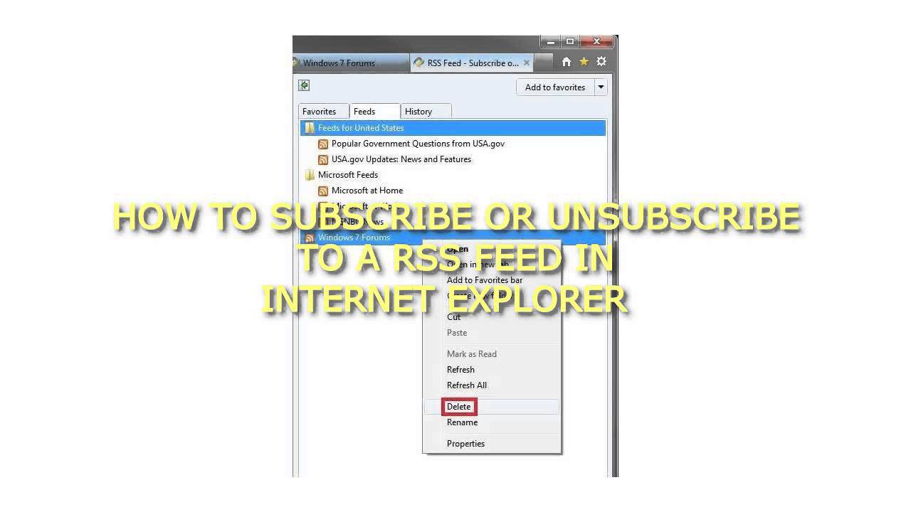 How to Subscribe or Unsubscribe to a RSS Feed in Internet Explorer - YouTube