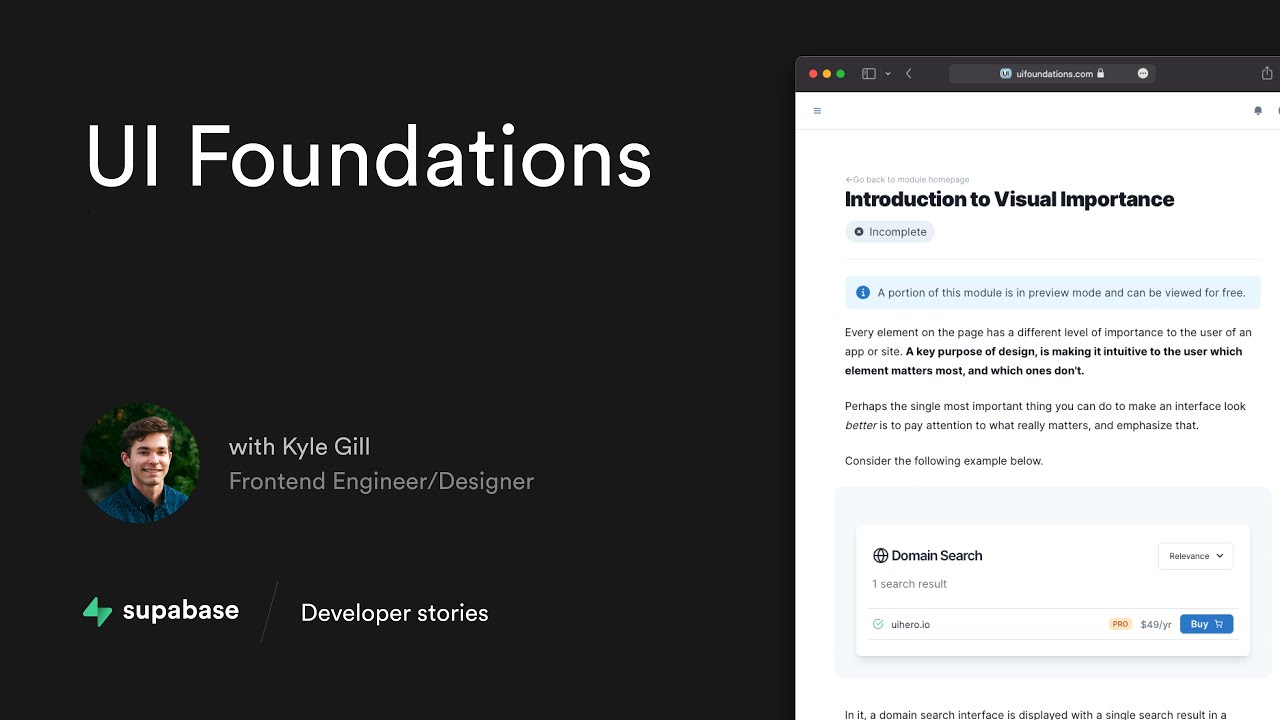 Supabase Developer Stories: UI Foundations - YouTube