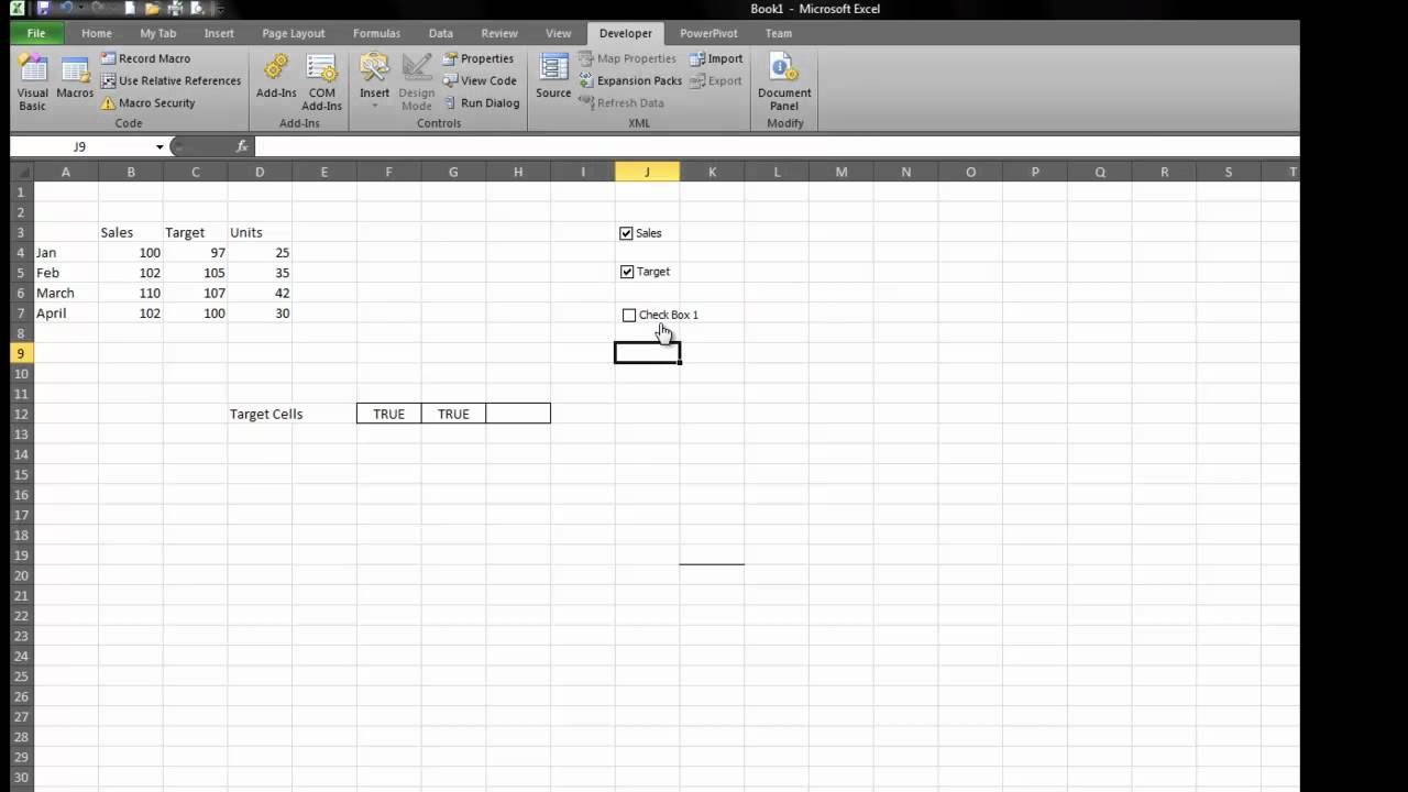 Selecting charts using check boxes - YouTube
