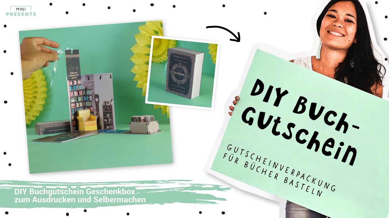 DIY Buchgutschein als Explosionsbox basteln | Bücher Gutschein originell verpacken | mini ...