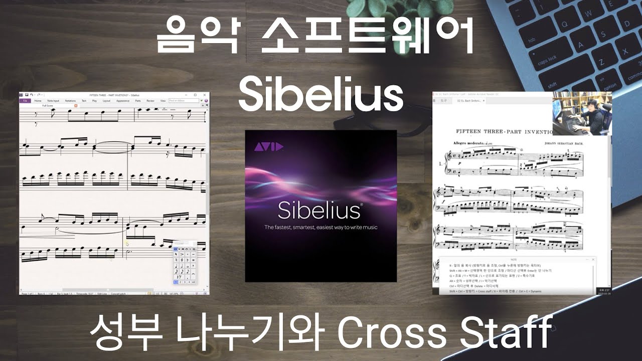 시벨리우스Sibelius II - 바흐 신포니아, 성부나누기와 Cross Staff - YouTube