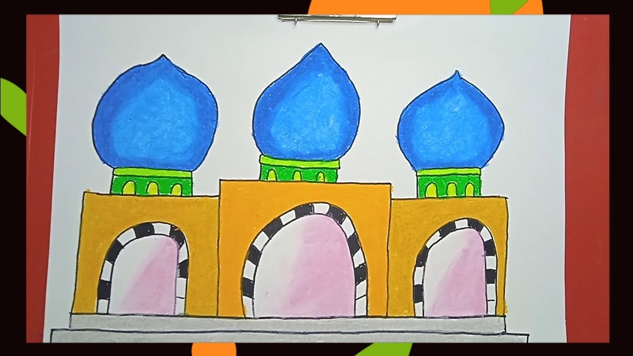 menggambar mesjid/draw a mosque #menggambarmesjid - YouTube