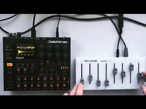 Fader MIDI-Controller Nakedboards MC-8 with Elektron Digitakt - YouTube