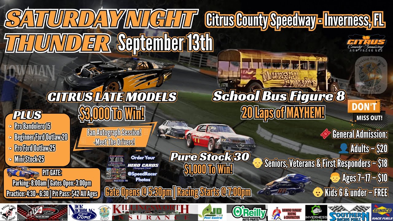 Saturday Night Thunder | Citrus County Speedway – September 13, 2025 ...