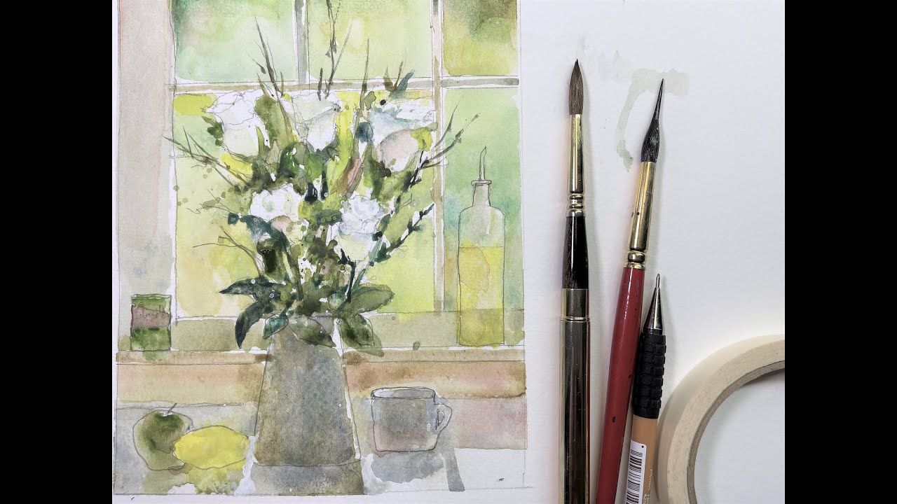 White Rose Bouquet in Watercolor with Backlighting - with Chris Petri ...