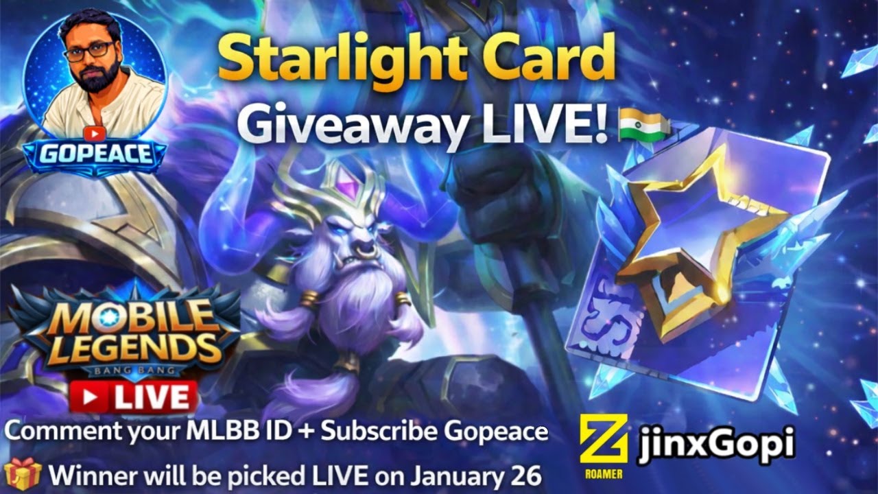 Starlight Card Giveaway LIVE! 🇮🇳 Comment your MLBB ID + Subscribe ...