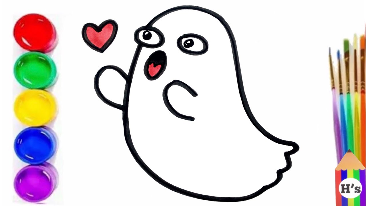 How To Draw a Cute Ghost | Bolalar uchun arvoh rasm chizish | рисунок ...