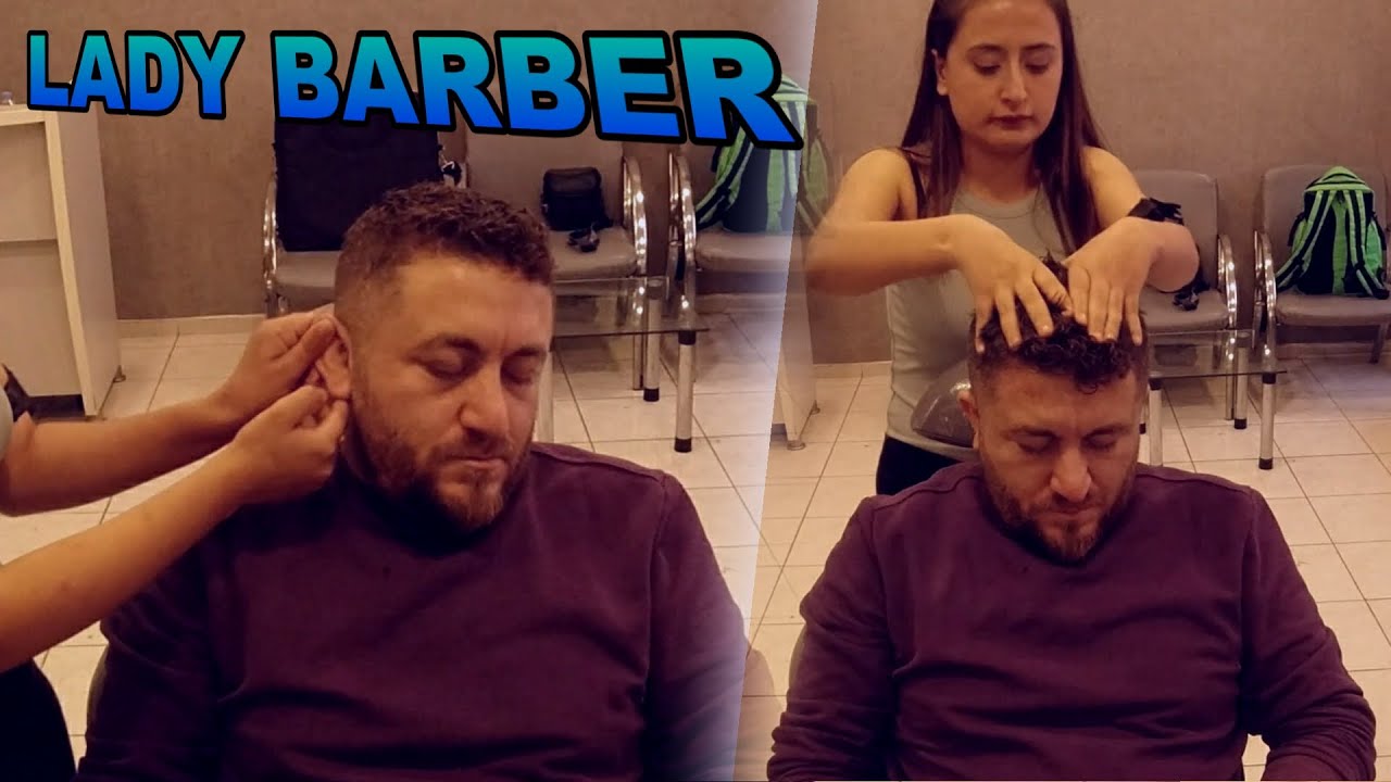 LADY BARBER & MANUAL THERAPY & Asmr head, face, throat, ear, neck ...