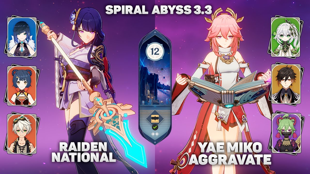 Raiden Shogun National / Yae Miko Aggravate. Genshin Impact 3.3 Spiral ...