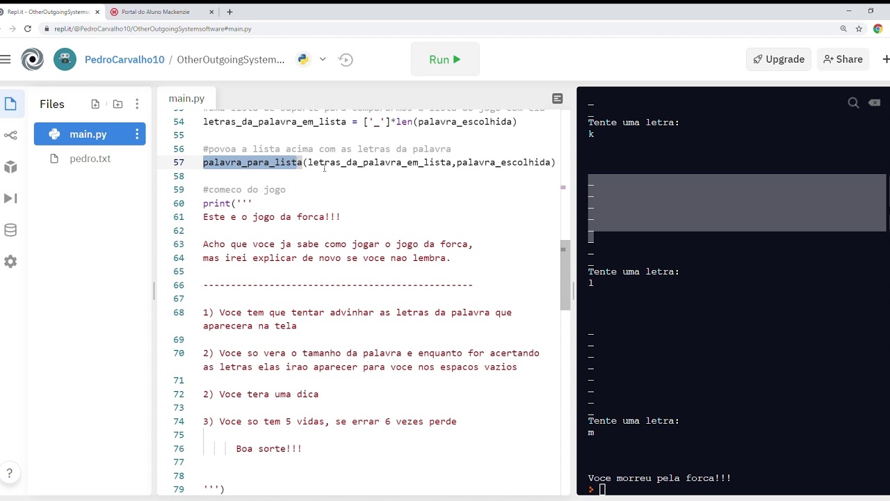 Jogo Da Forca Python Arquivos Youtube