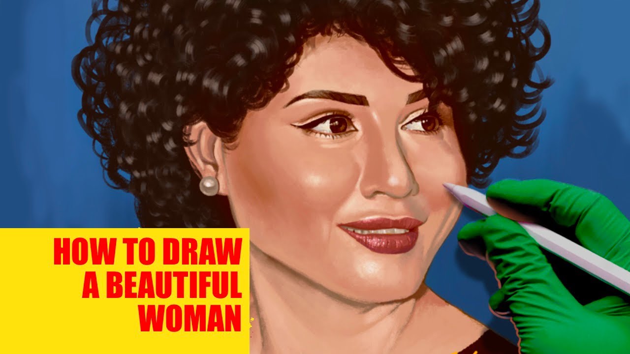 How to draw a beautiful woman @customwall #portrait #howdraw # ...